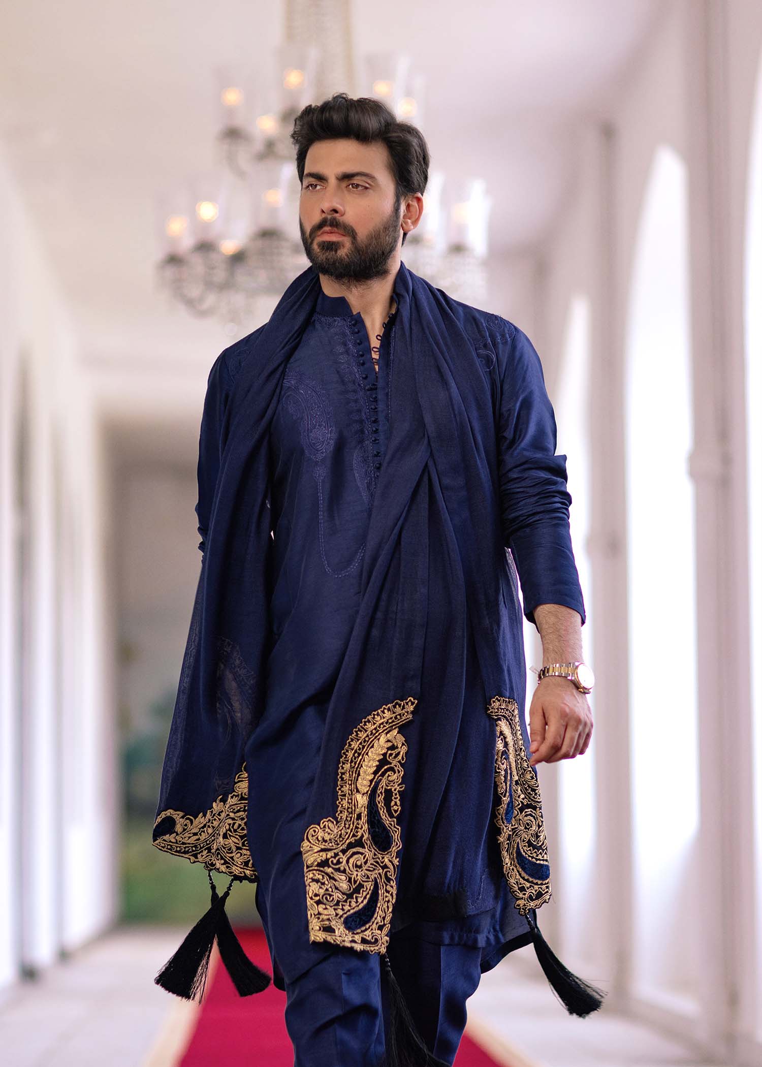 Shaeir | Black Korean Rawsilk Sherwani | Hazure Online