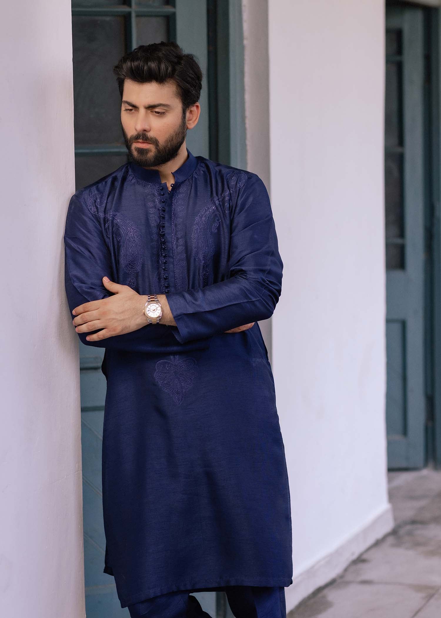Shaeir | Black Korean Rawsilk Sherwani | Hazure Online